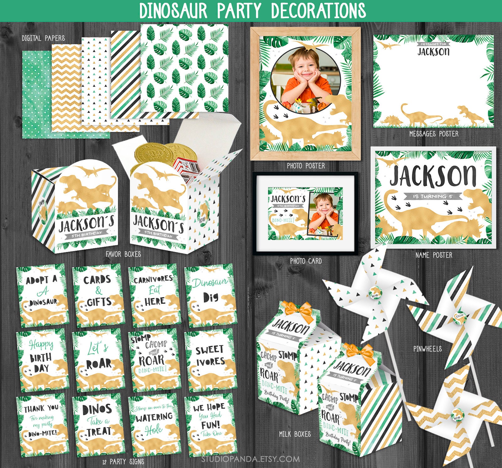 Dinosaur Party Decorations Personalized Dinosaur Package | Etsy