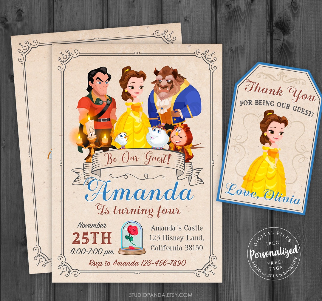 Beauty and the Beast Invitation 2, Personalized, Beauty Bundle, Beauty ...