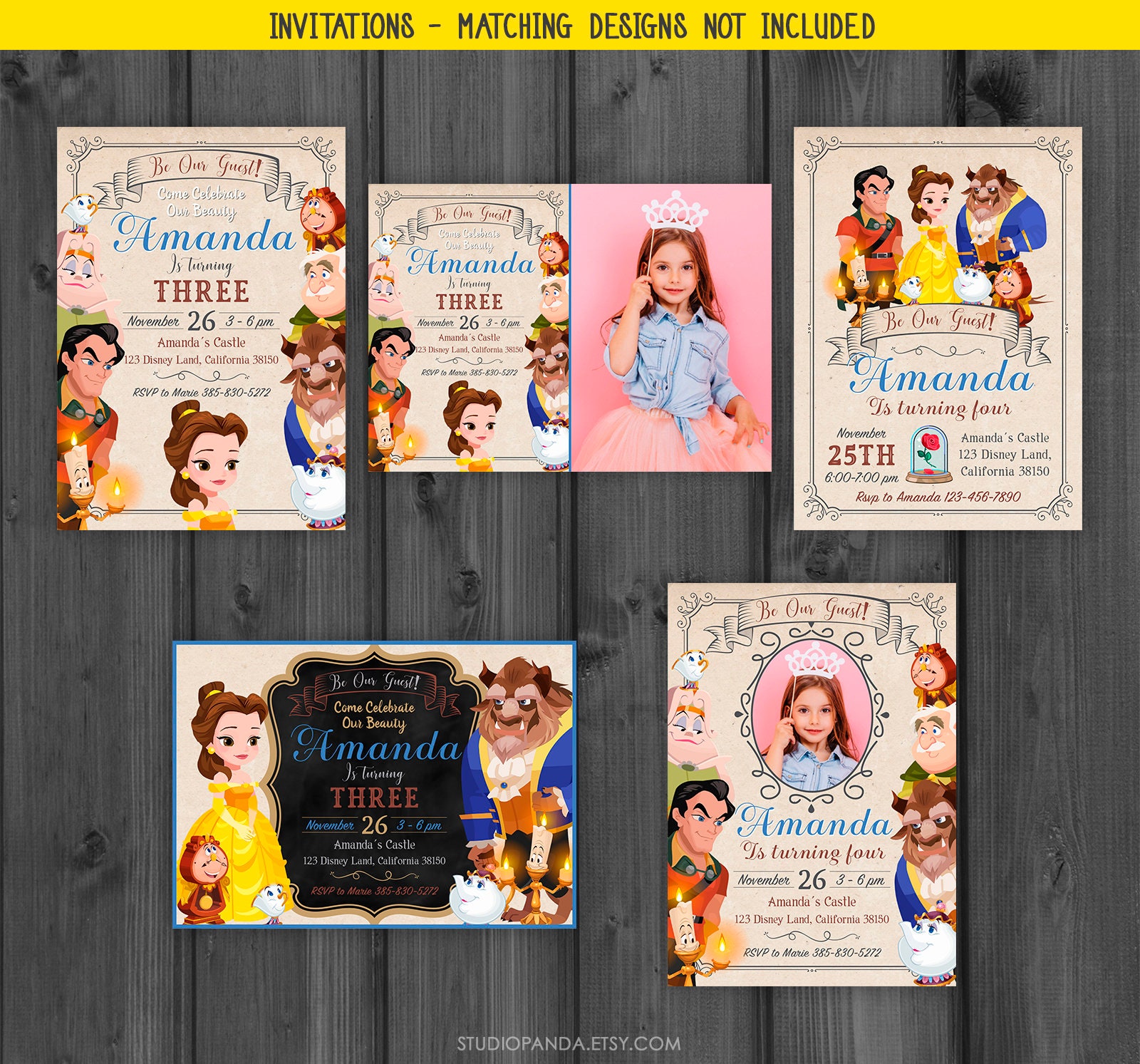 Beauty and the Beast Invitation 5, Personalized, Beauty Bundle, Beauty ...