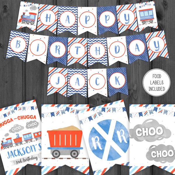 Steam Engine Happy Birthday Banner - Etsy