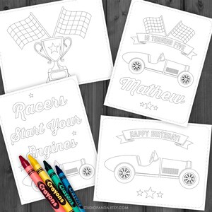 Race Car Activity and Coloring Pages, Personalized, Racing Activity ...