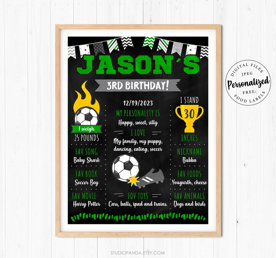 Soccer Milestone Black, Personalized, Soccer Decoration, Soccer ...