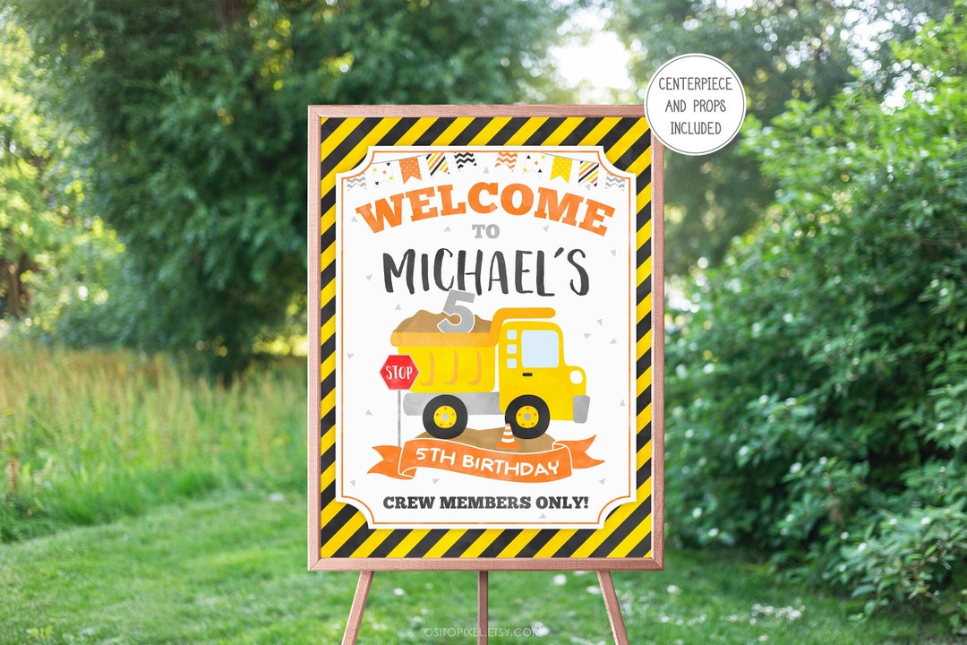 Construction Welcome Sign, Personalized, Construction Background ...