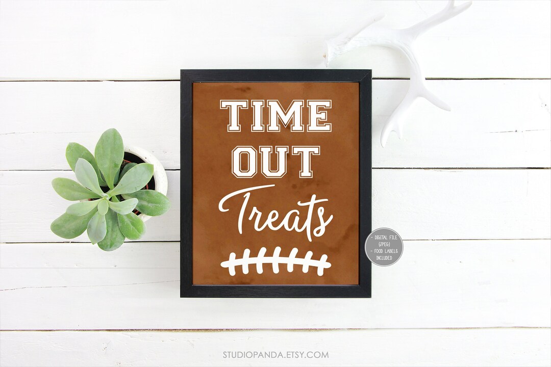 Football Time Out Treats Sign, Instant Download, Football Party Bundle ...