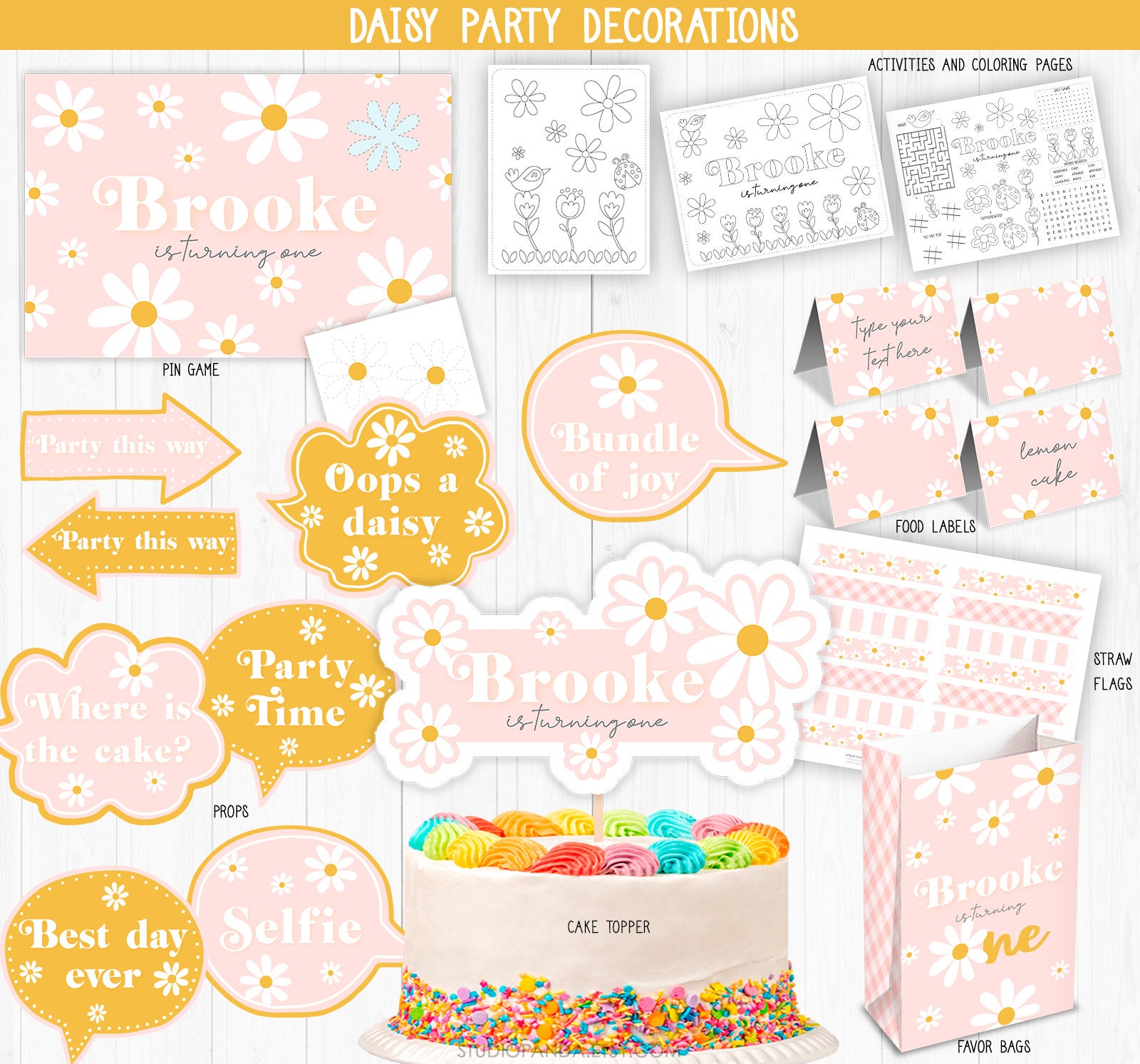 Daisy Flower Party Decorations Personalized Daisy Bundle - Etsy