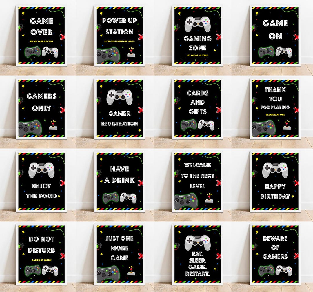 Video Game Signs, Instant Download, Video Game Wall Art, Video Game ...