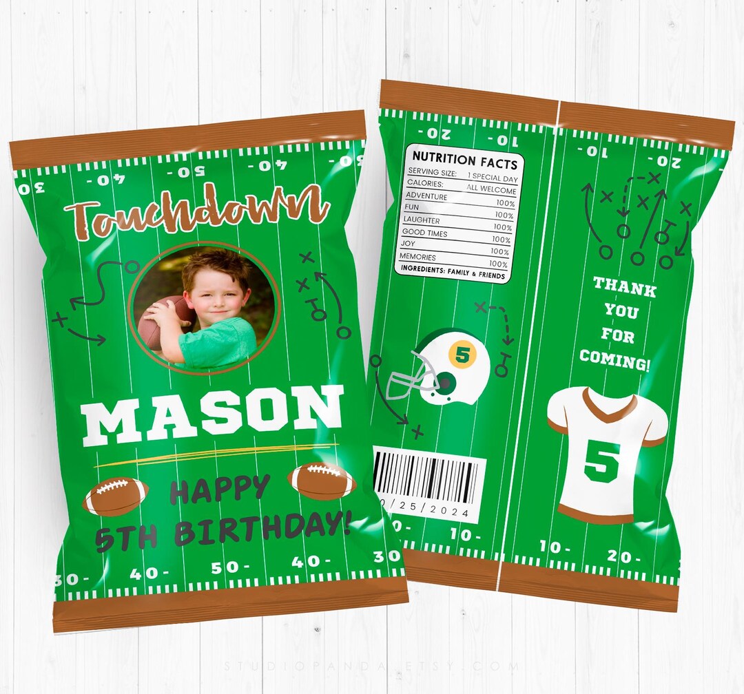 Football Chip Bag With Photo, Instant Download, Football Wrappers ...