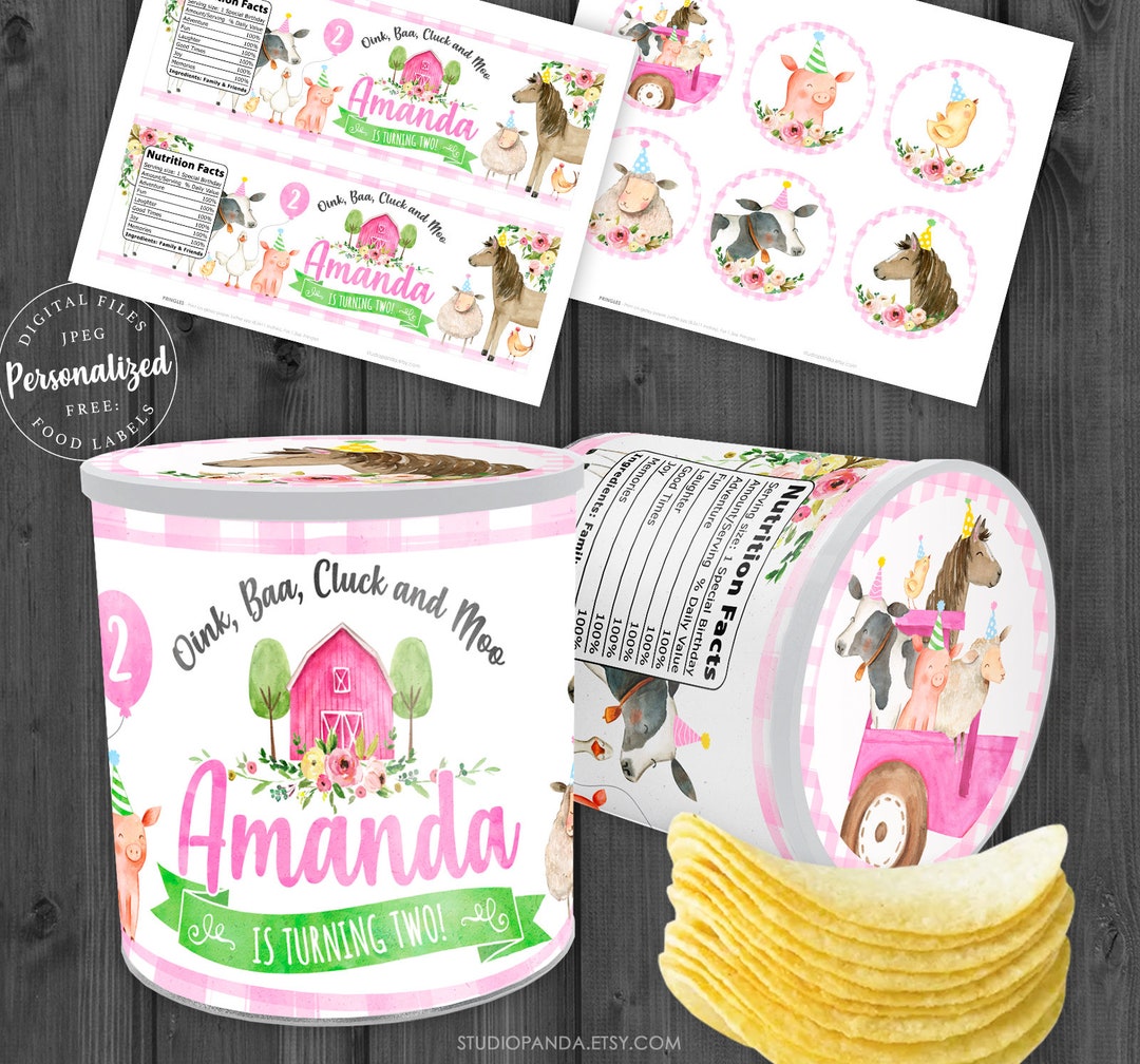 Farm Girl Mini Chips, Personalized, Farm Wrappers, Farm Decoration ...
