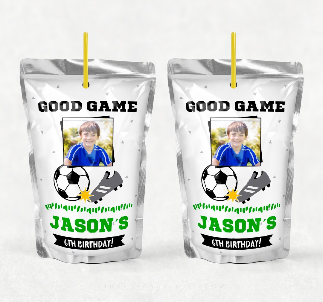 Soccer Juice Label With Photo, Instant Download, Soccer Juice Pouch ...