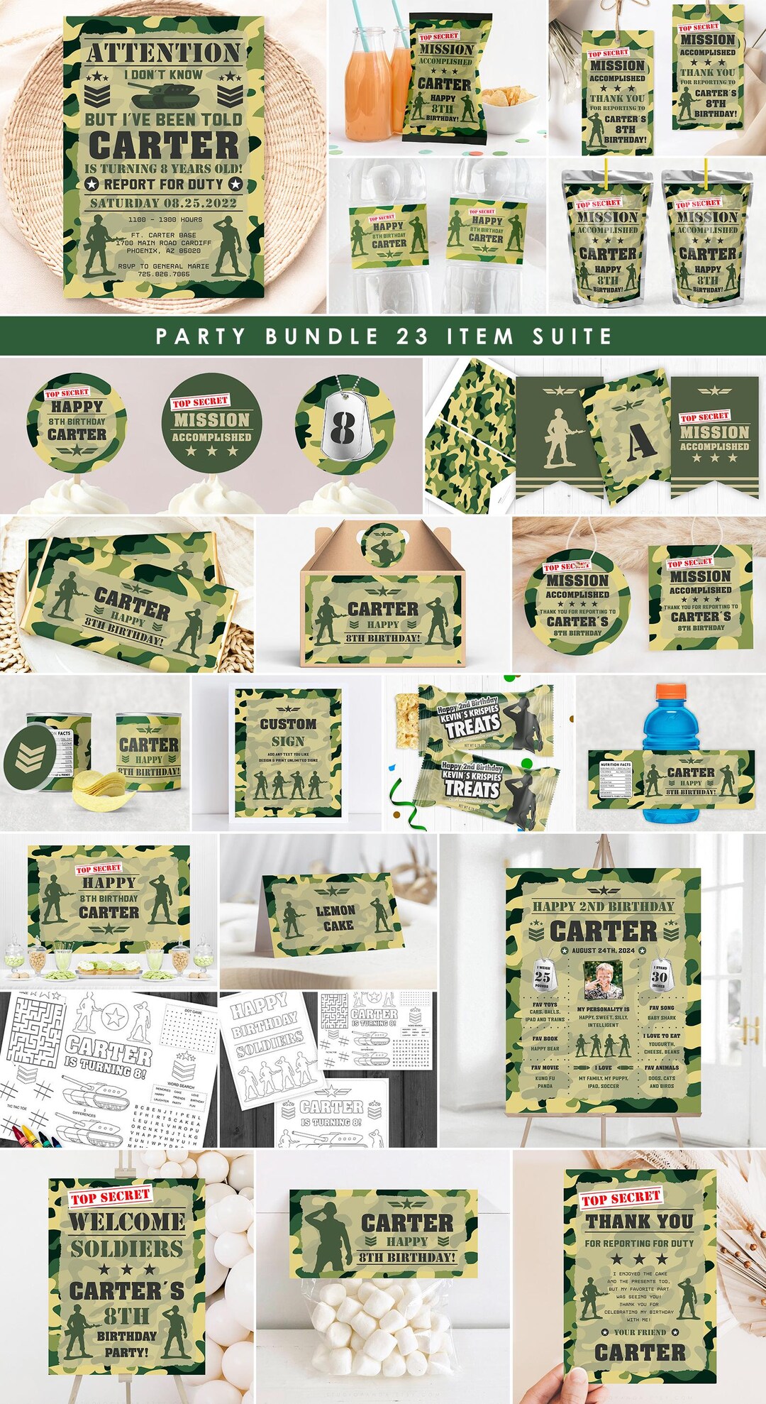 Soldier Bundle, Personalized, Soldier Decoration, Soldier Wrappers ...