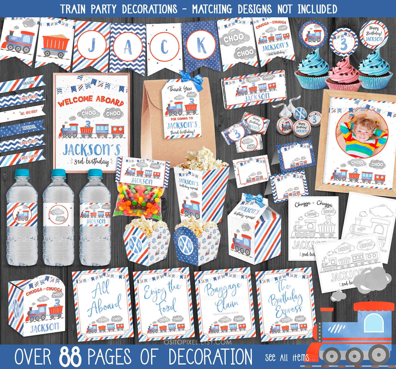 Train Backdrop Party, Personalized, Background, Banner, Poster Train ...
