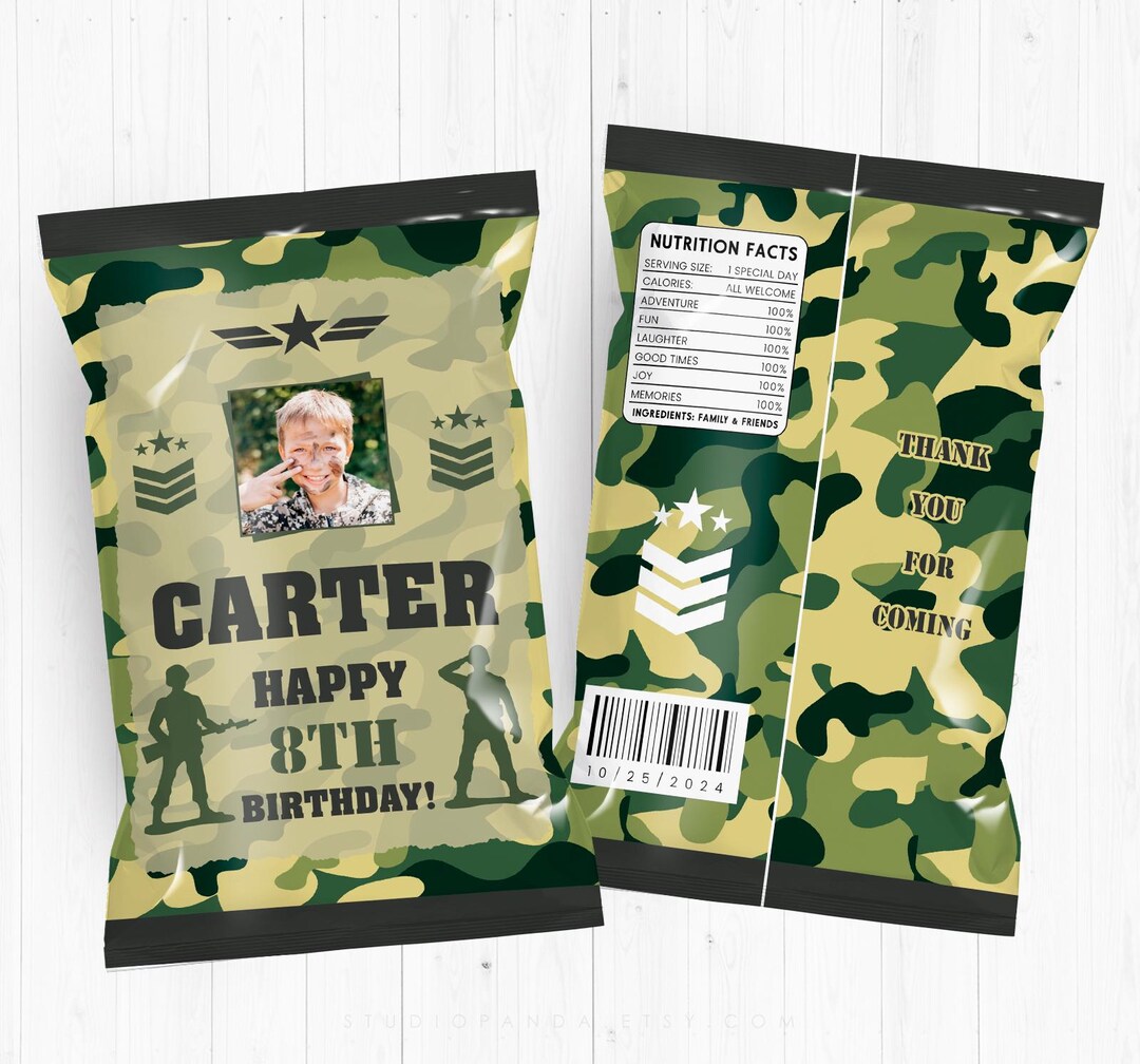 Soldier Chip Bag With Photo, Instant Download, Soldier Wrapper, Soldier ...
