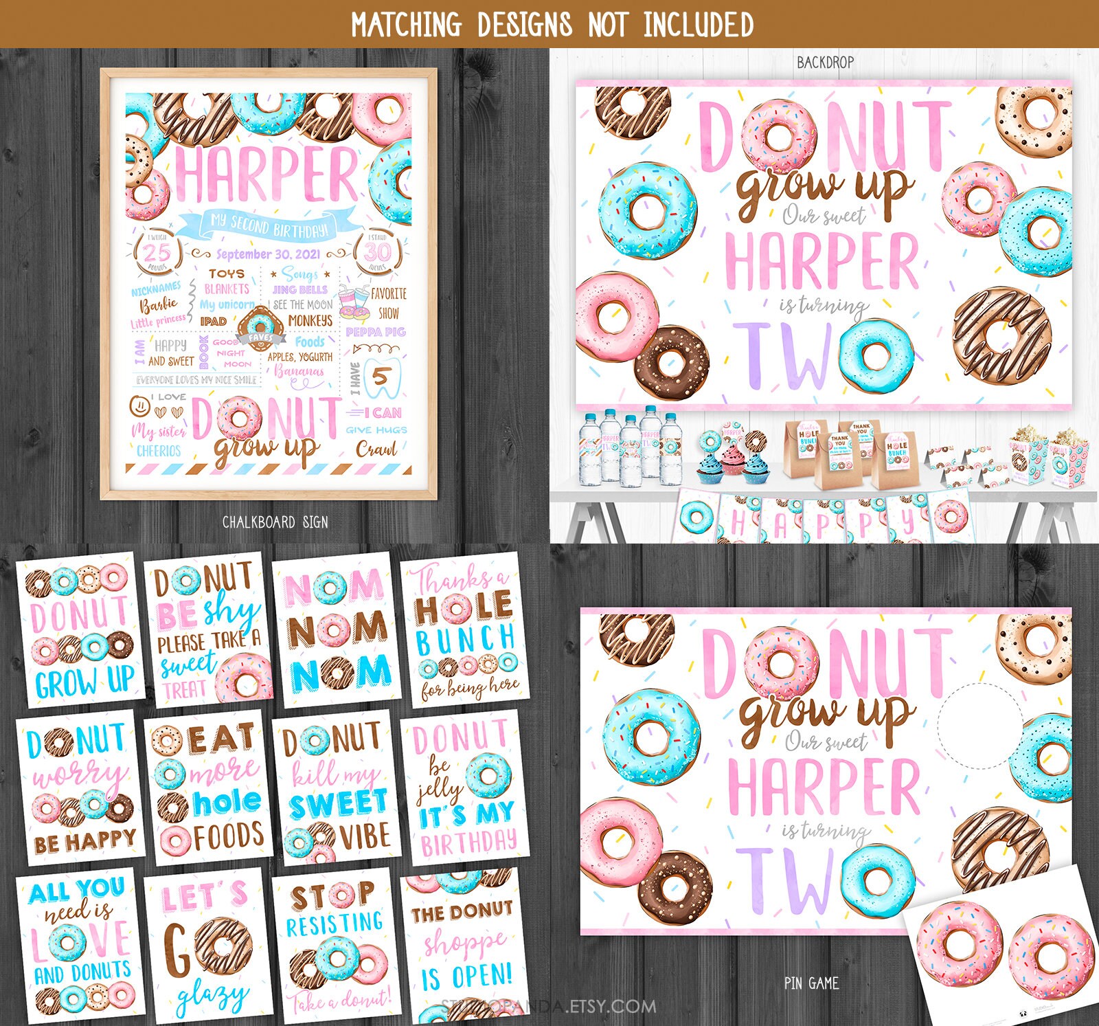 Donut Party Signs Instant Download Donut Decoration Donuts | Etsy