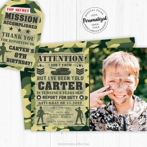 Camouflage Invitation 5, Personalized, Camo Invite, Army Decoration ...
