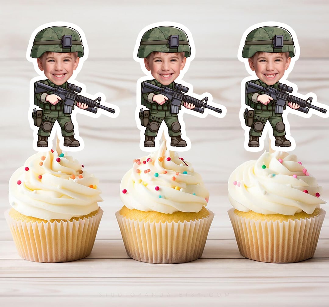 Soldier Face Cupcake Toppers, Instant Download, Soldier Toppers ...