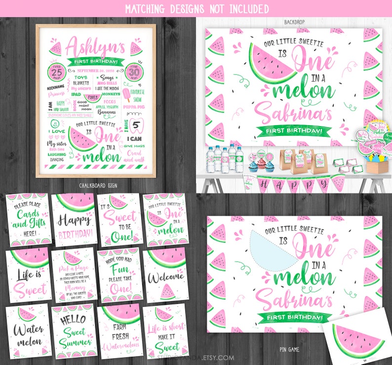 Watermelon Party Signs Instant Download Watermelon Wall Art - Etsy