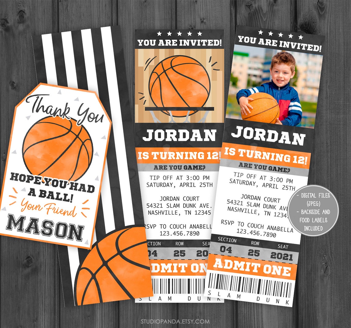 Basketball Invitation 2 Personalized Sport Invitation - Etsy