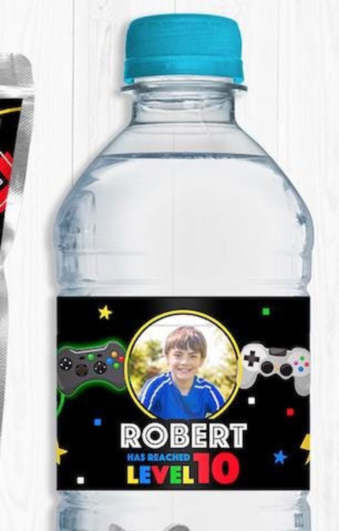 Video Game Water Bottle Label With Photo, Instant Download, Video Game ...