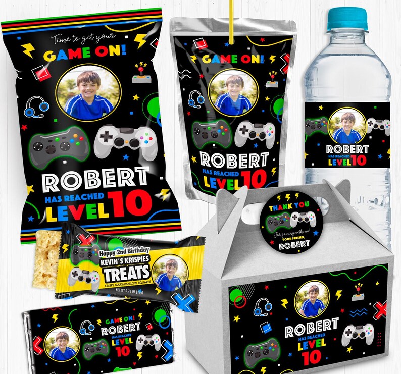 Video Game Water Bottle Labels, Personalized, Video Game Label, Gamer ...