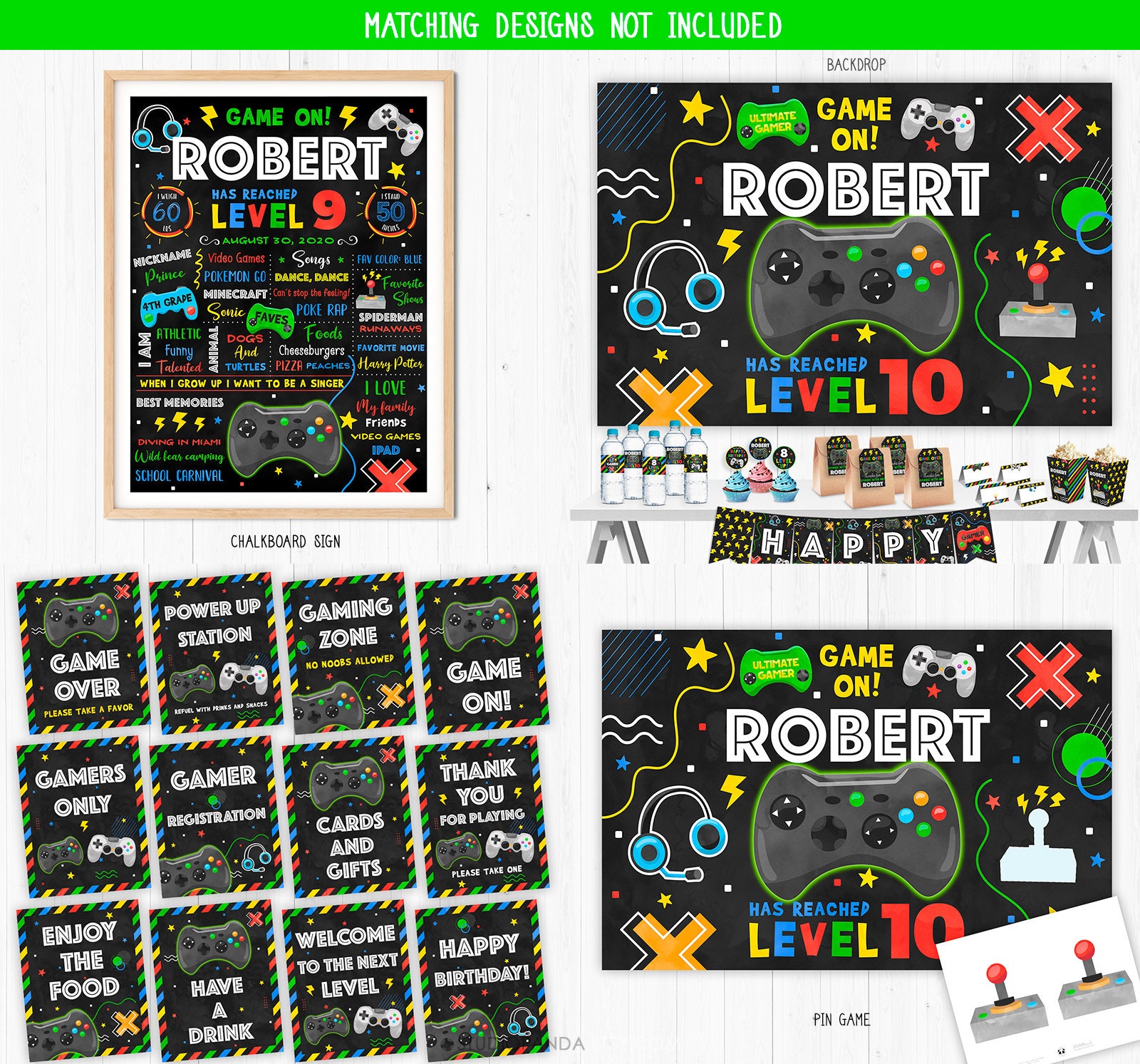 Video Game Cupcake Toppers And Wrappers Personalized Video | Etsy