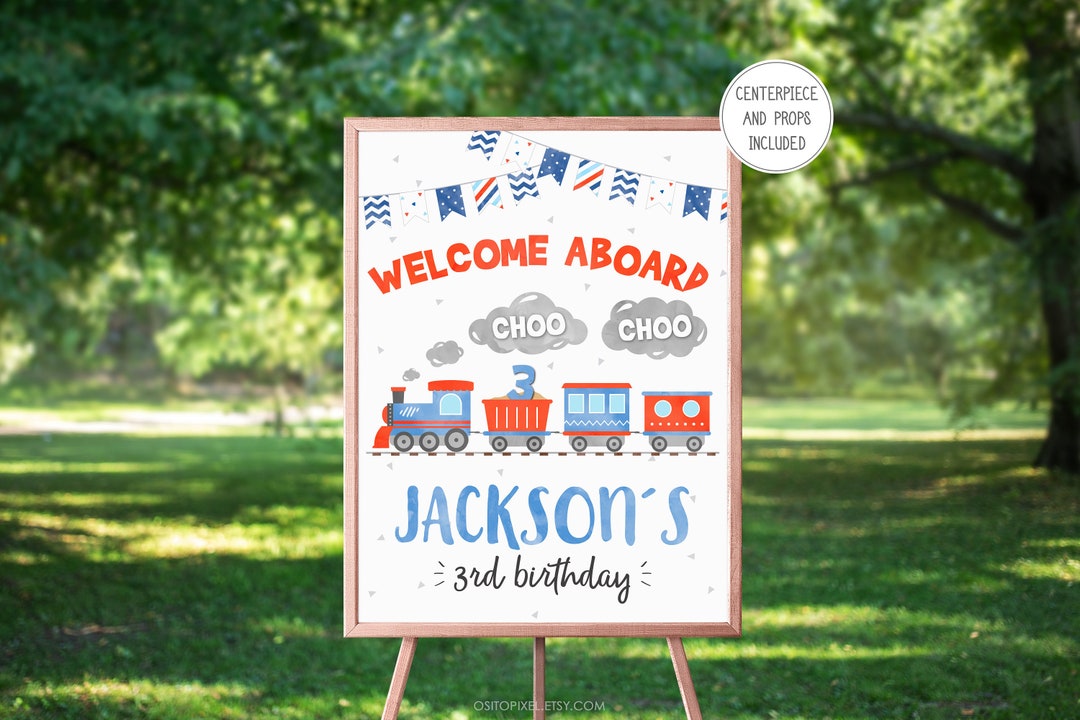 Train Welcome Sign, Personalized, Background, Banner, Poster Birthday ...