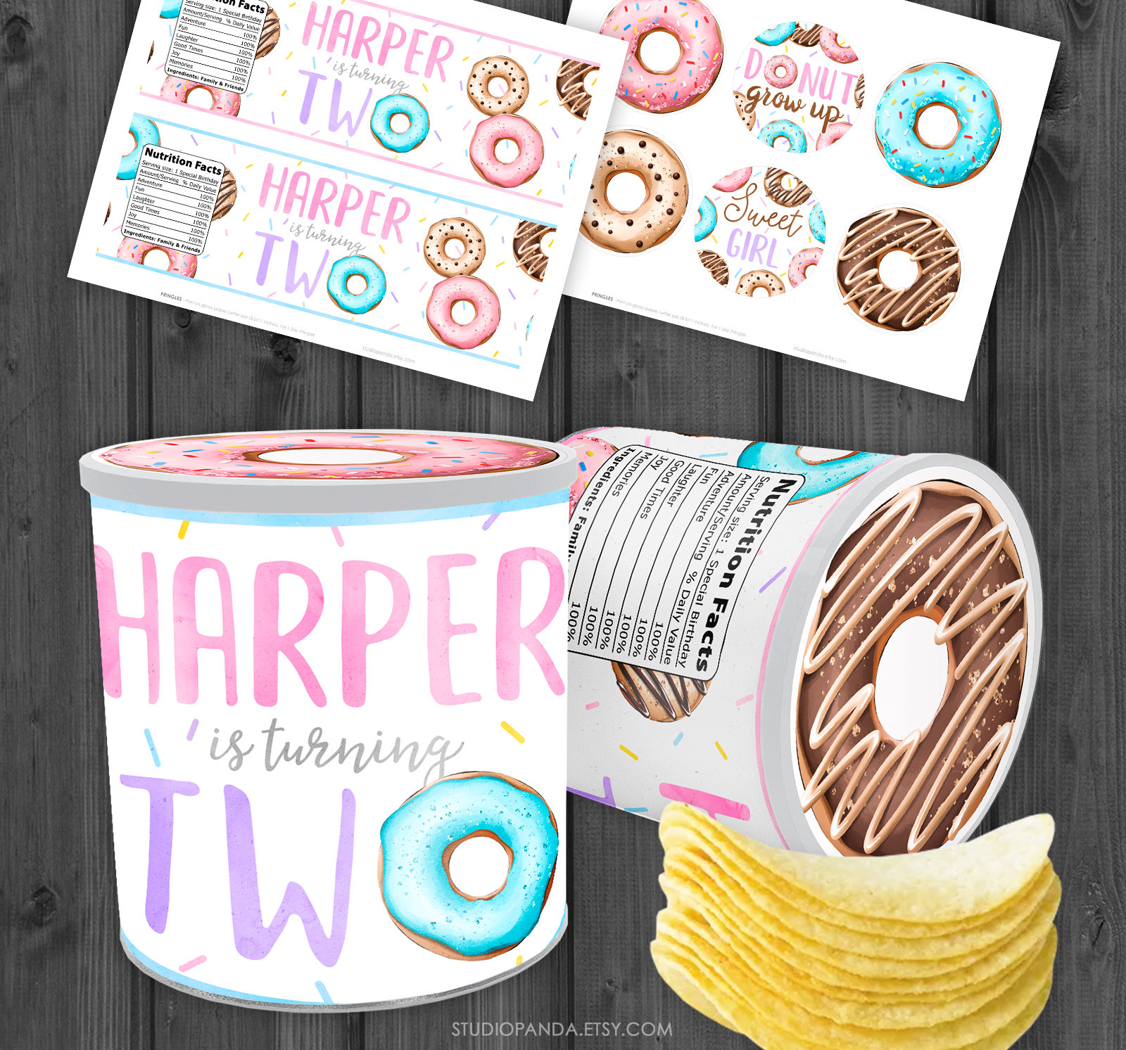 Donut Candy Wrappers, Personalized, Donut Wrappers, Donut Chip Bag ...