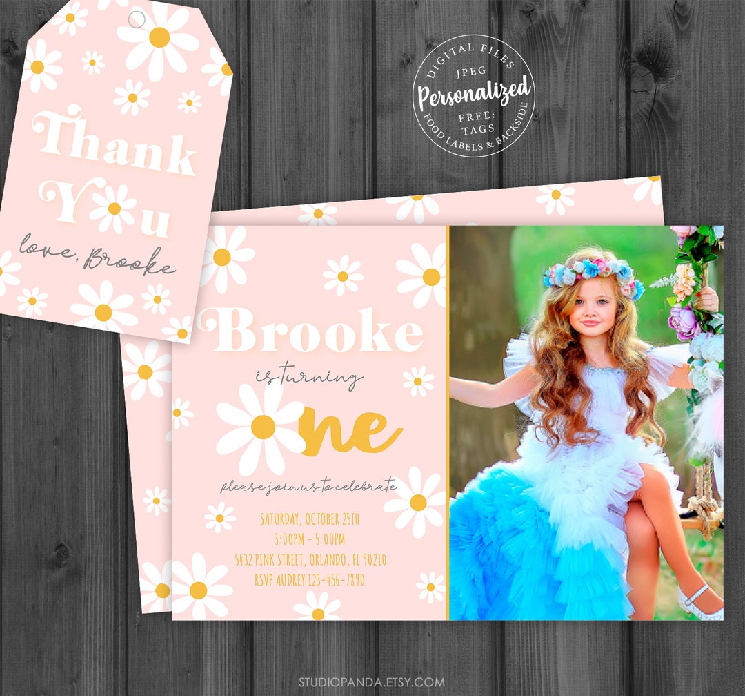 Daisy Flower Invitation 5, Personalized, Daisy Decoration, Daisy ...