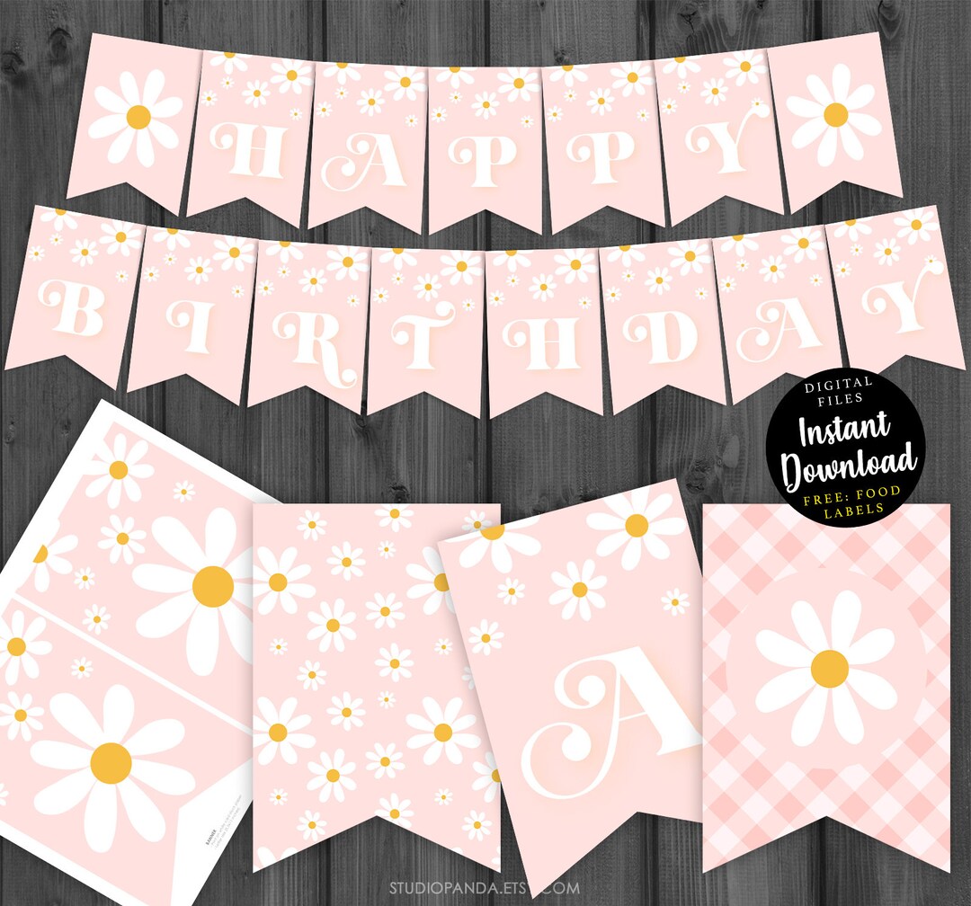 Daisy Flower Banner, Instant Download, Daisy Decoration, Daisy Birthday ...