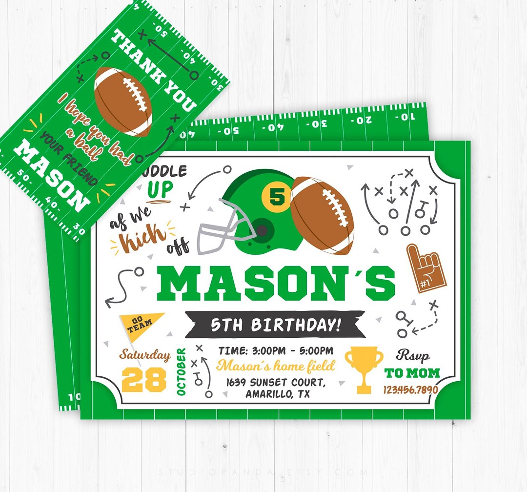 Football Invitation 4, Personalized, Football Party, Football ...