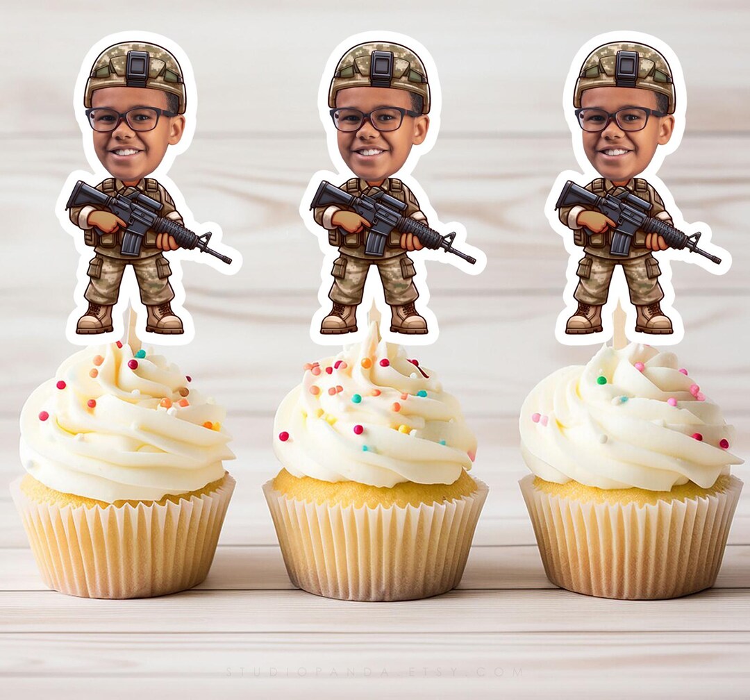 Soldier Face Cupcake Toppers, Instant Download, Soldier Toppers ...