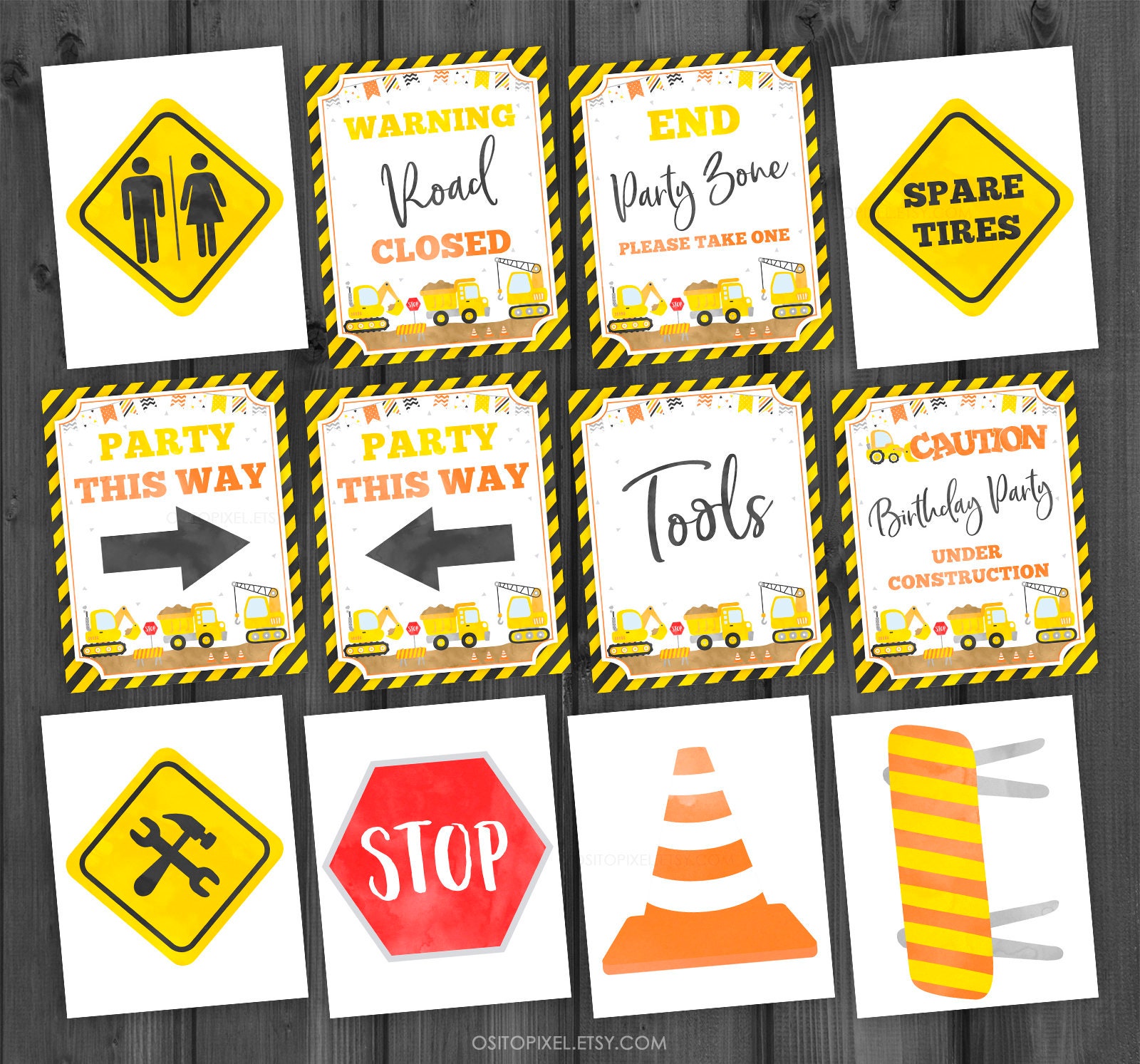 Construction Party Signs Instant Download Construction | Etsy