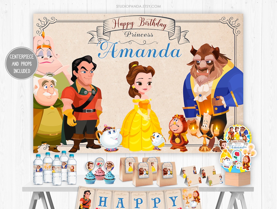Beauty and the Beast Backdrop Party, Personalized, Beauty Background ...