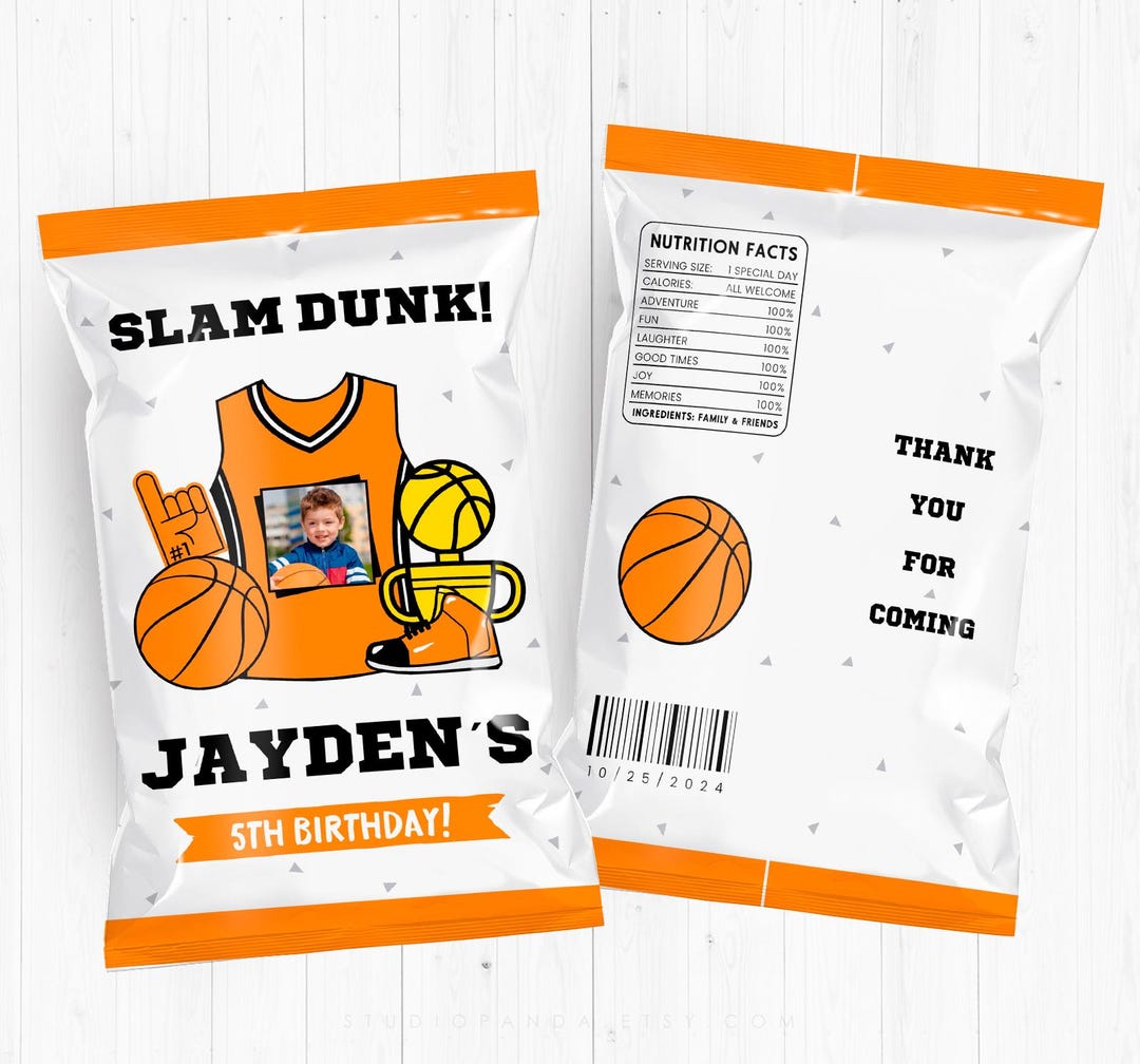 Basketball Chip Bag With Photo, Personalized, Basketball Wrapper ...