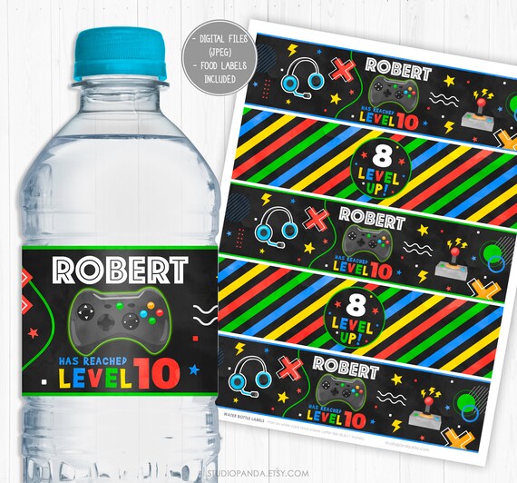 Video Game Water Bottle Labels Personalized Video Game Party | Etsy