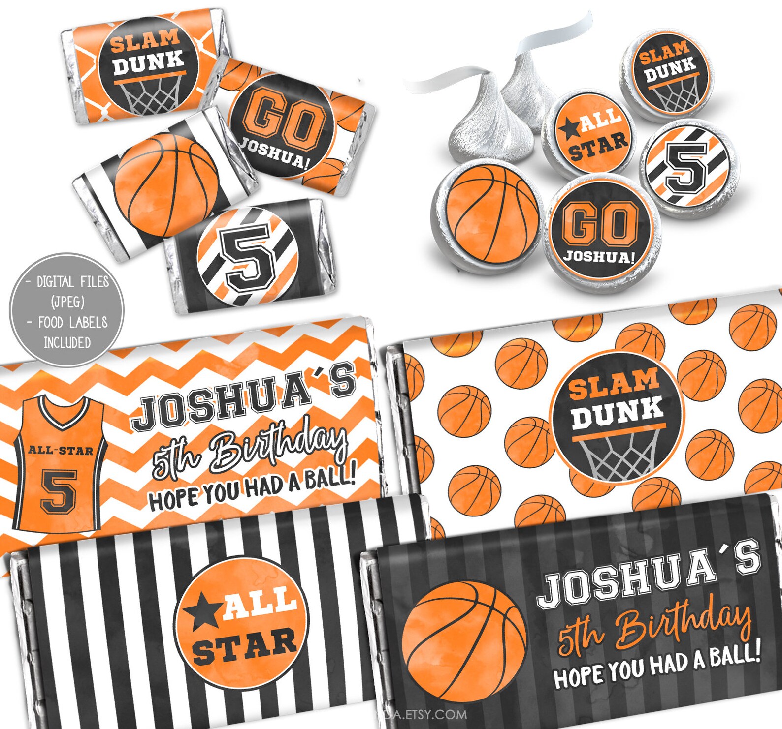 Basketball Candy Bar Wrappers Personalized Sport Wrappers - Etsy