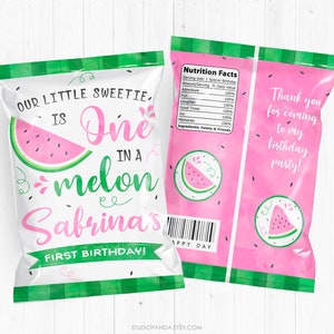Watermelon Candy Wrappers, Personalized, Watermelon Chip Bag ...