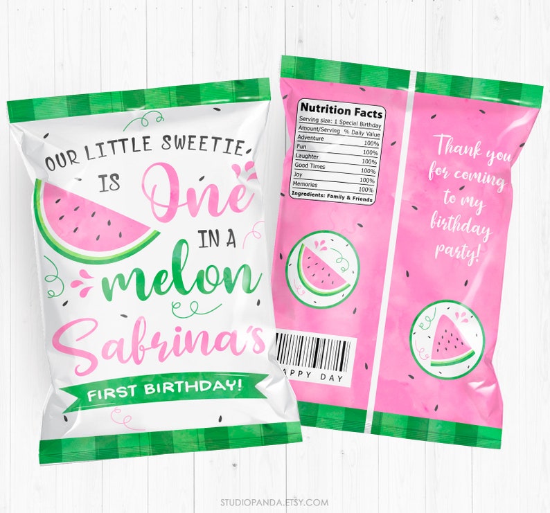 Watermelon Candy Wrappers, Personalized, Watermelon Chip Bag ...