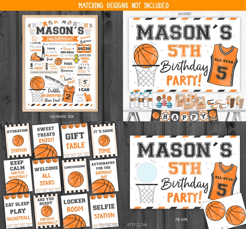 Basketball Party Signs Instant Download Sports Signs | Etsy
