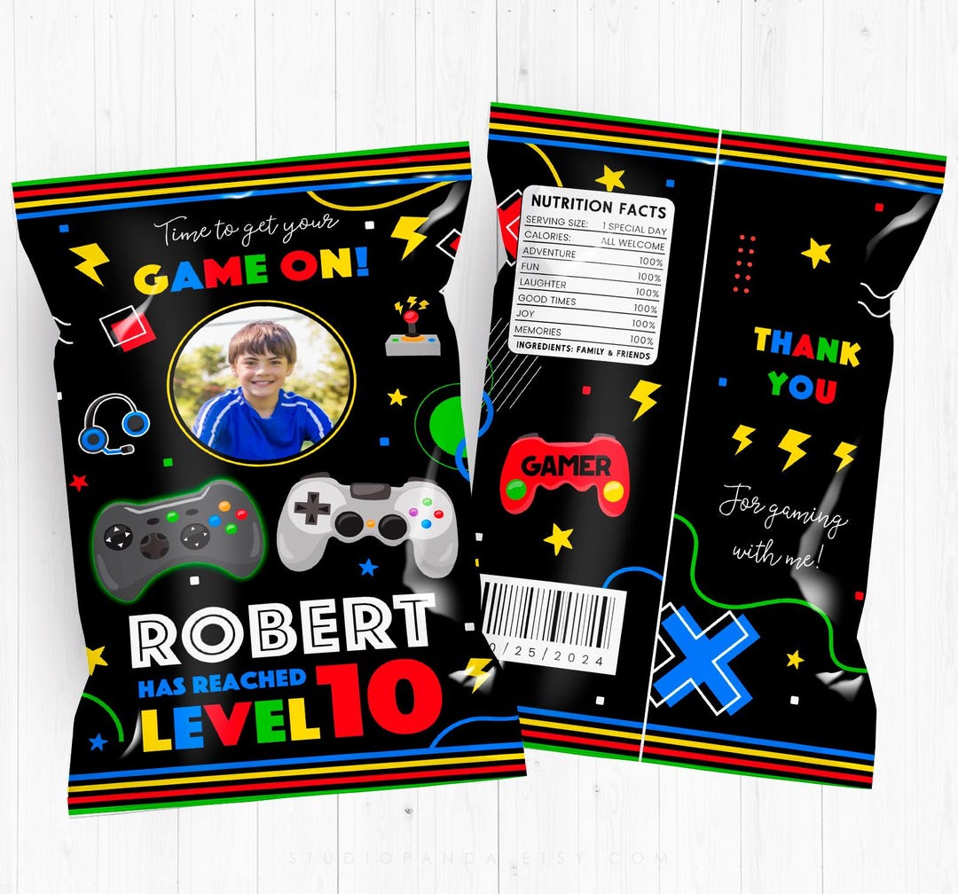 Video Game Chip Bag With Photo, Instant Download, Video Game Wrapper ...
