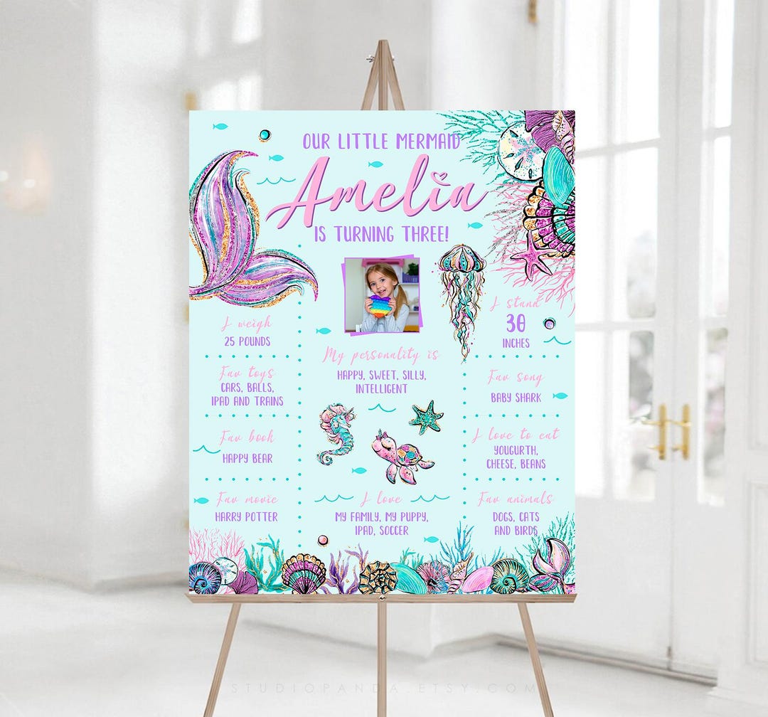 Mermaid Milestone, Instant Download, Mermaid Board, Mermaid Chalkboard ...