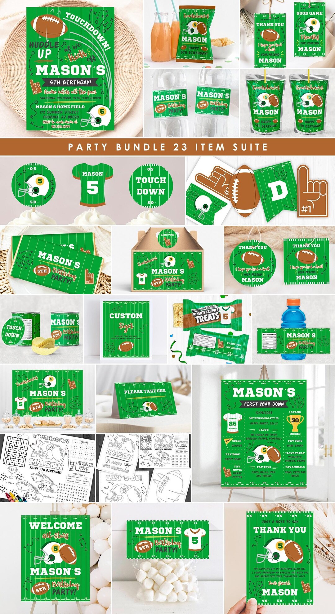 Football Bundle, Personalized, Football Decoration, Football Wrappers ...