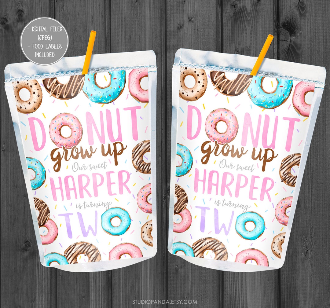 Donut Capri Sun, Personalized, Donut Wrappers, Juice Pouch, Donut Water ...