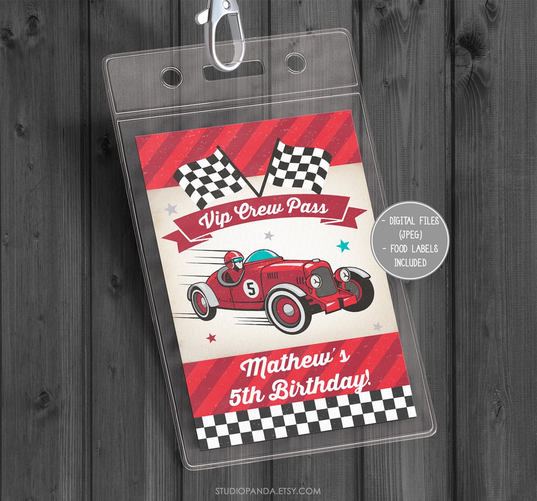 Race Car Vip Pass, Personalized, Car Ticker, Car Pass, Car Decor, Car ...