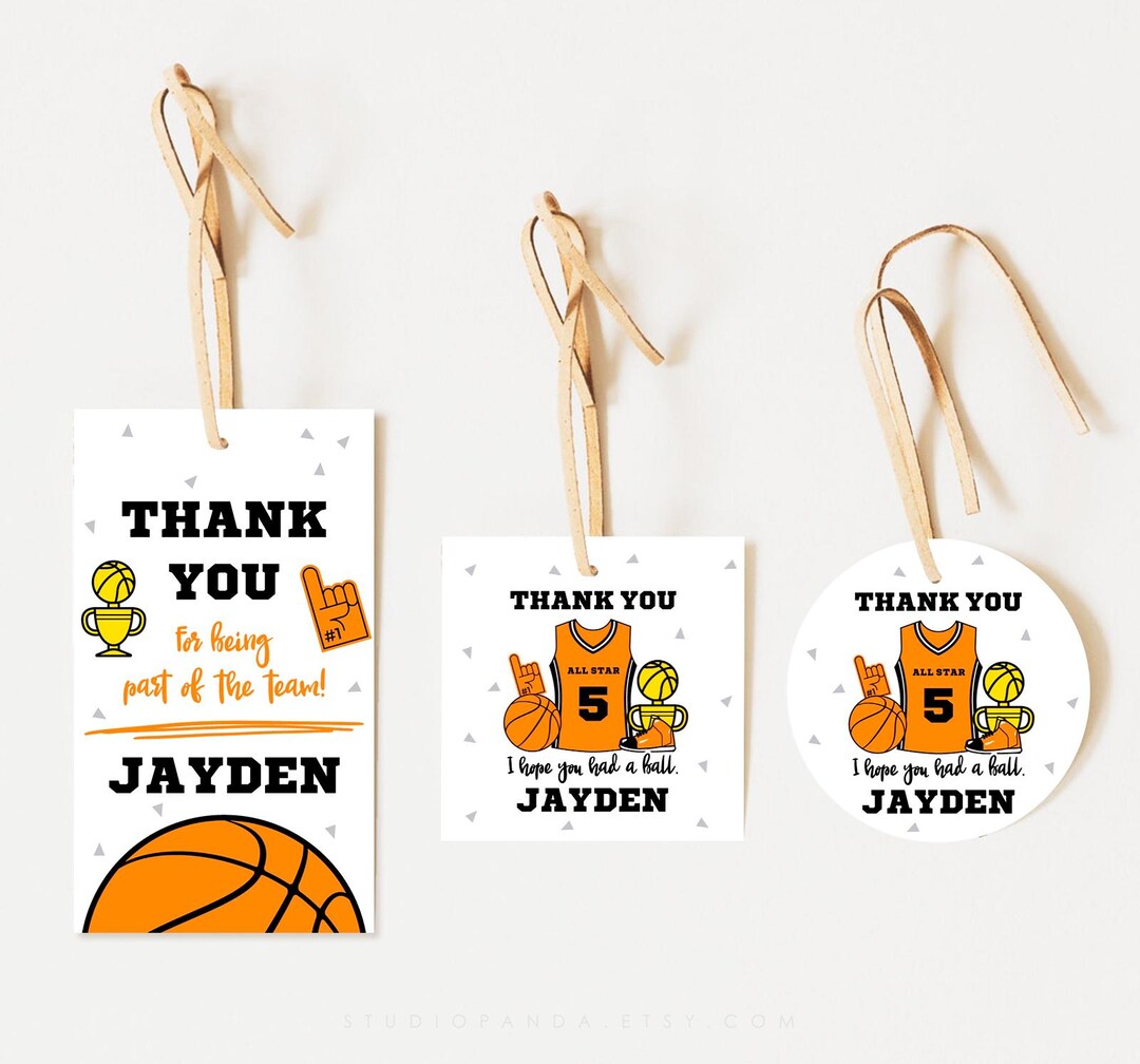Basketball Favor Tags, Instant Download, Basketball Thank You Card ...