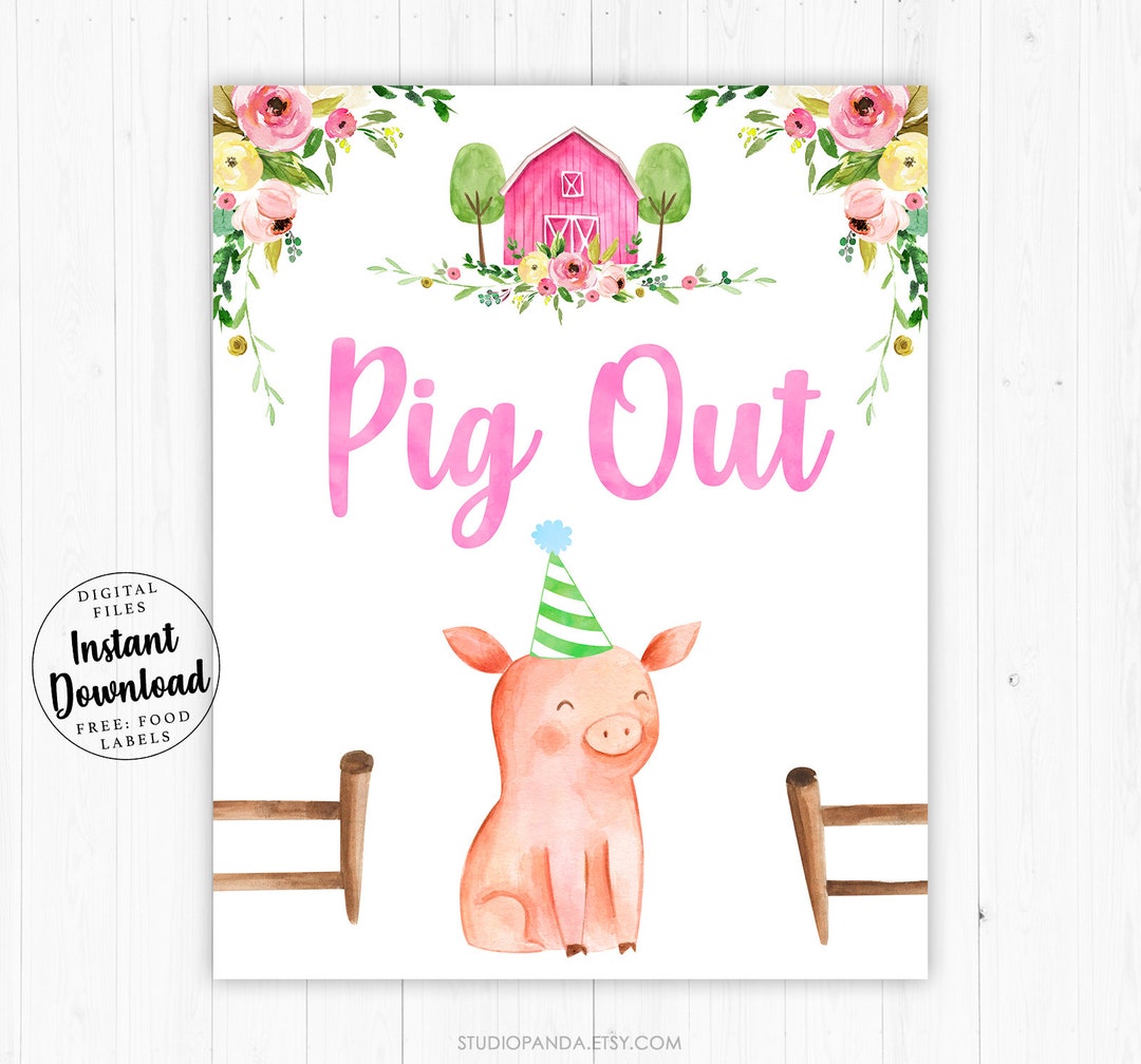 Farm Girl Pig Out Sign Instant Download Farm Table Sign - Etsy