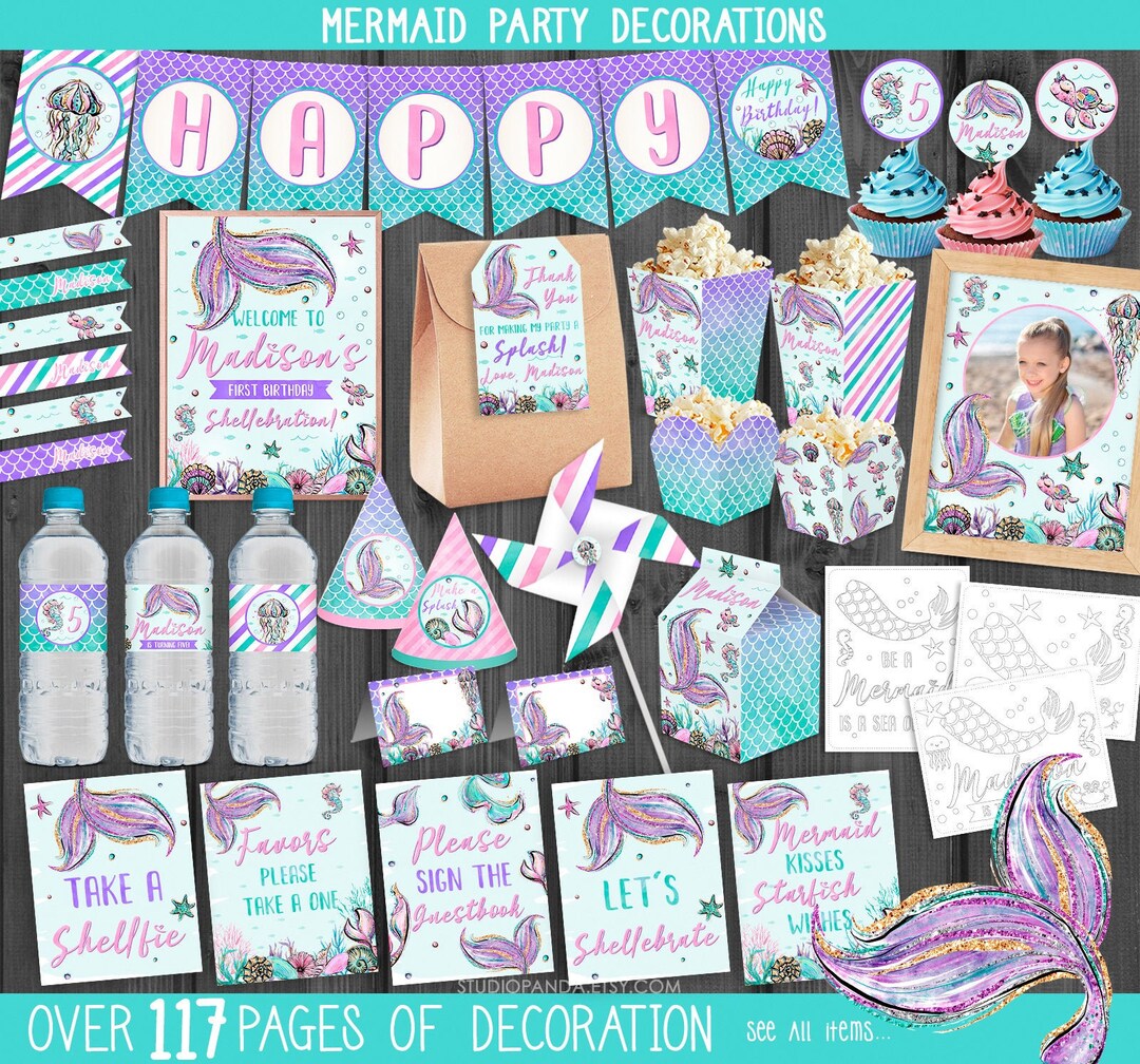 Mermaid Party Decorations, Personalized, Little Mermaid, Mermaid ...