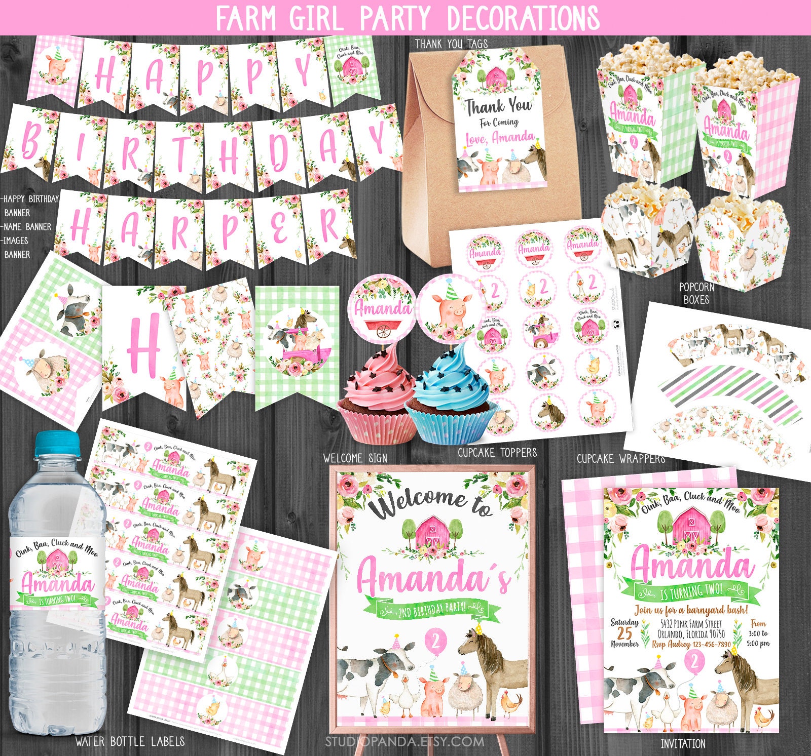 Farm Girl Party Decorations Personalized Farm Bundle Farm - Etsy