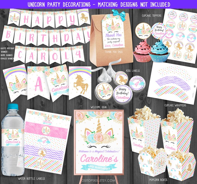 Unicorn Candy Bar Wrappers Personalized Kiss Hershey Party - Etsy