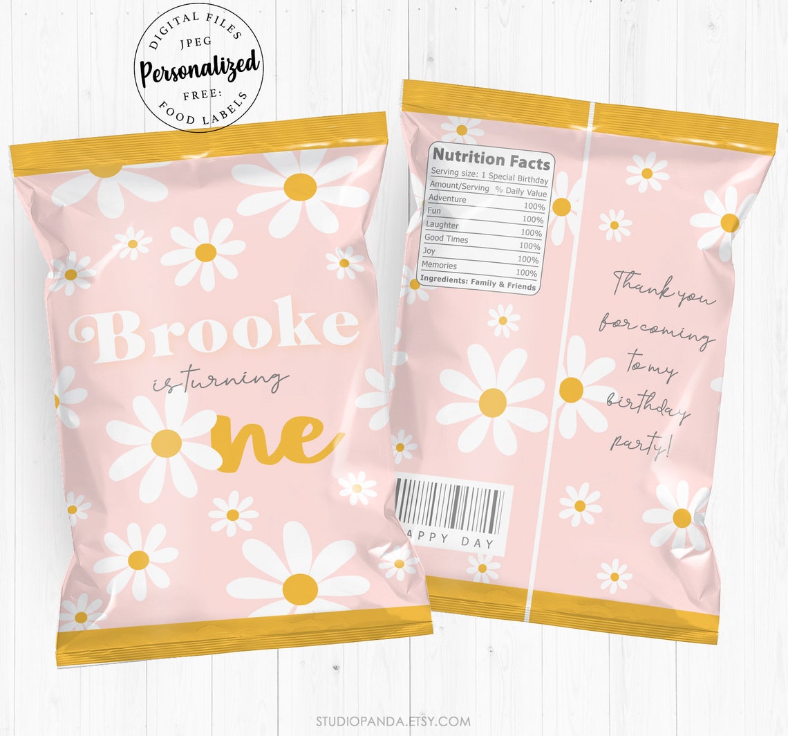 Daisy Flower Chip Bag, Personalized, Daisy Decoration, Daisy Birthday ...
