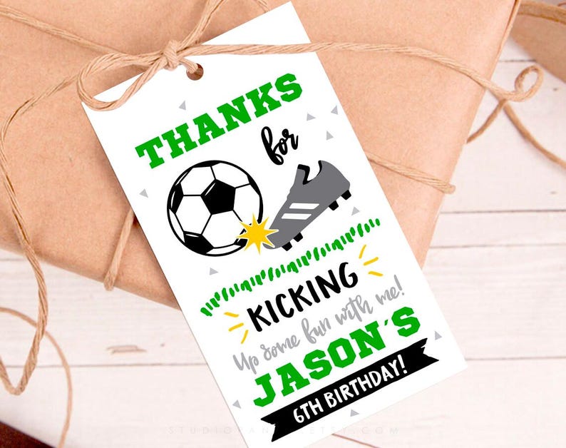 Soccer Favor Tags, Personalized, Soccer Thank You Card, Sports Favor ...